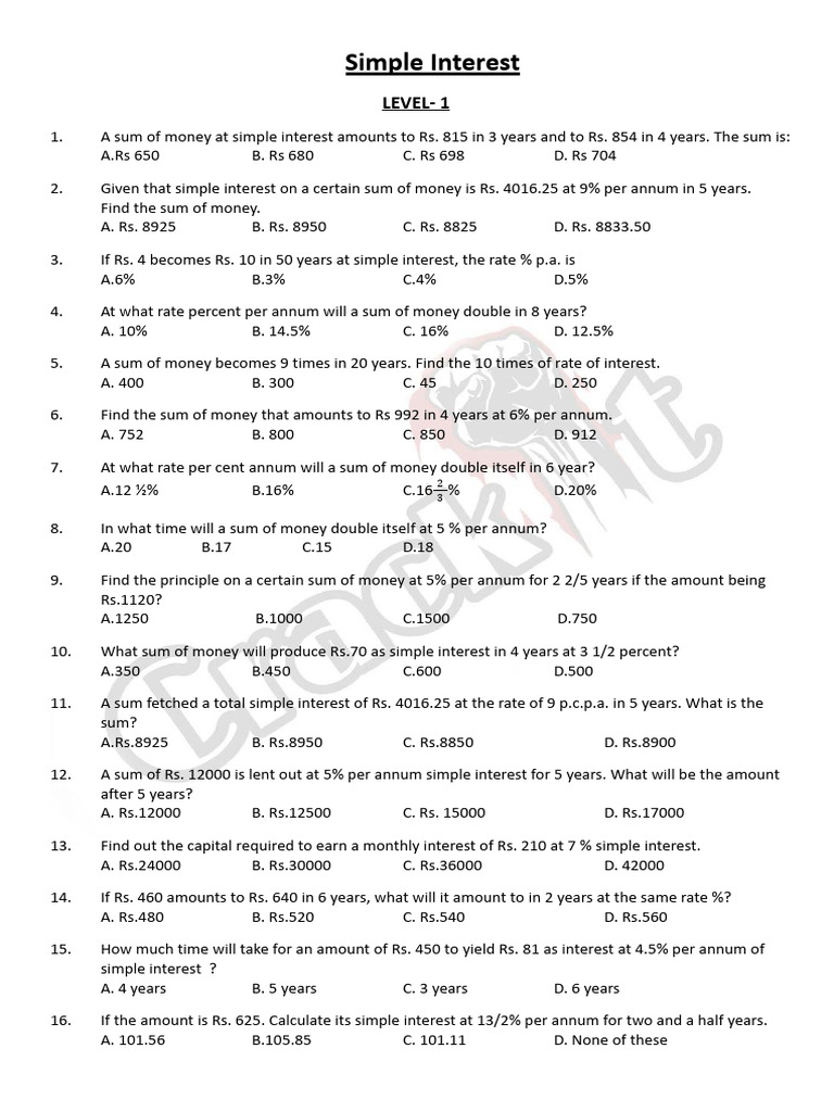 Simple Interest | PDF | Interest | Financial Economics
