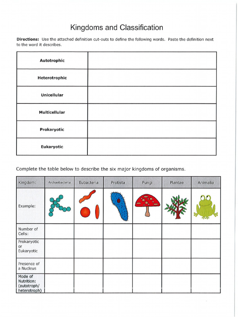 Kingdom Classification Sub Plans | PDF