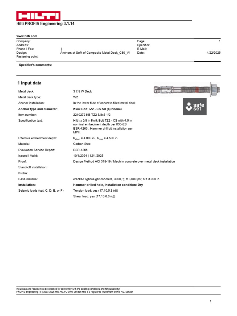Anchors at Sofit of Composite Metal Deck - C80 - V1 | PDF | Building ...