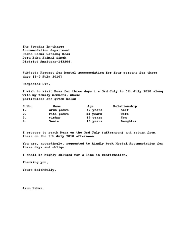 RSSB Beas Accomodation Letter | PDF | Shabda | Religious Faiths