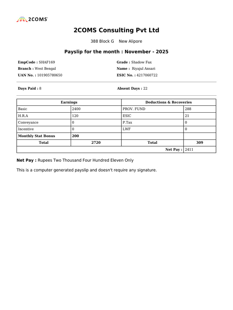 Payslip (November) | PDF