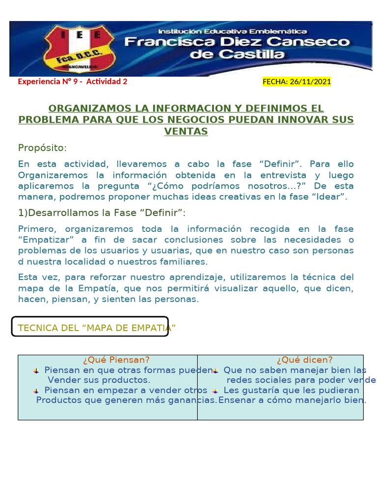 Experiencia #9 Actividad 2 (EPT) | PDF | Empatía | Cognición