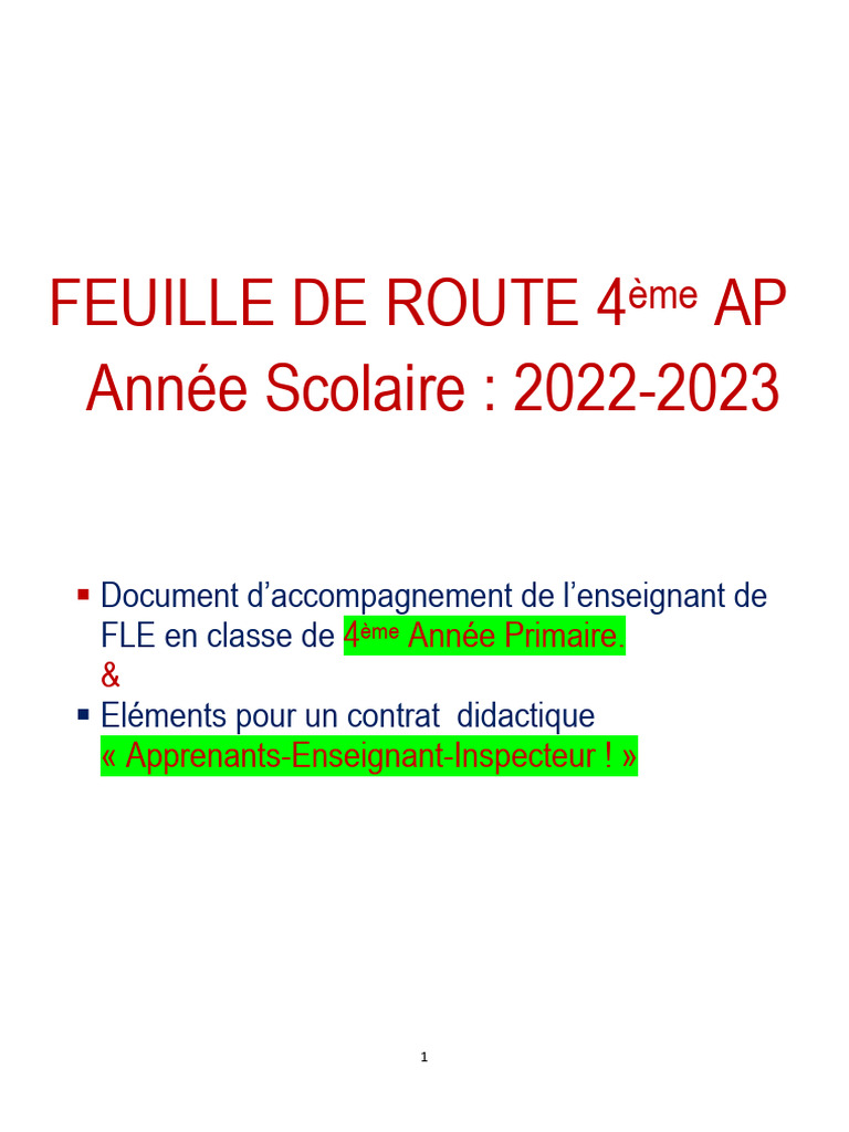 Feuille de Route 4°ap | PDF | Pédagogie | Phrase