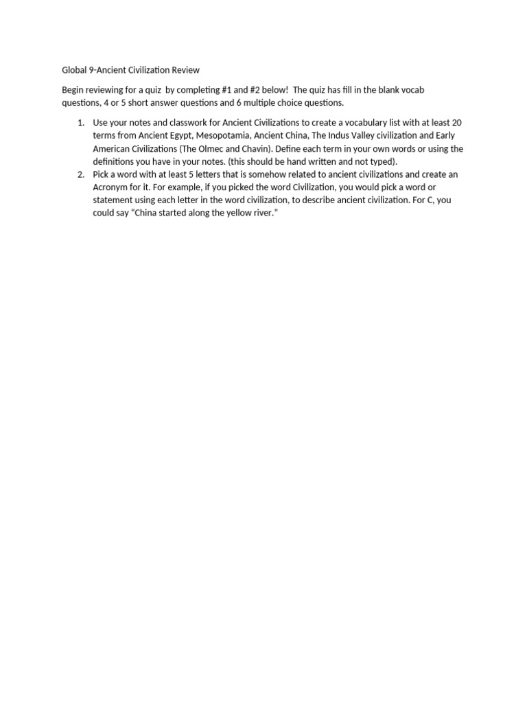 Ancient Civilization Review Activity 2024 | PDF