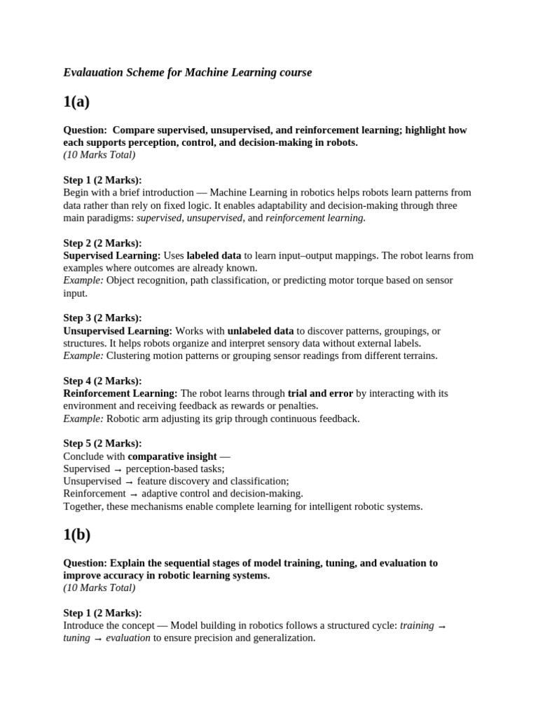 Evalauation Scheme for Machine Learning Course( I ISA) | PDF