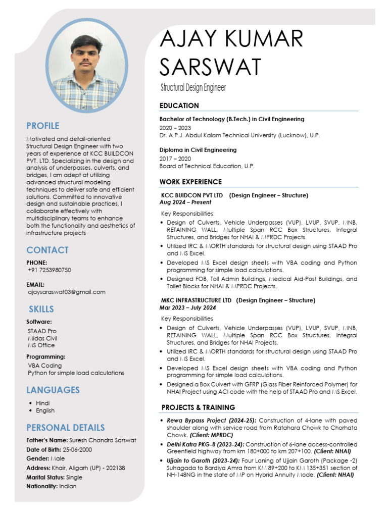 CV-Ajay | PDF | Microsoft Excel | Engineering