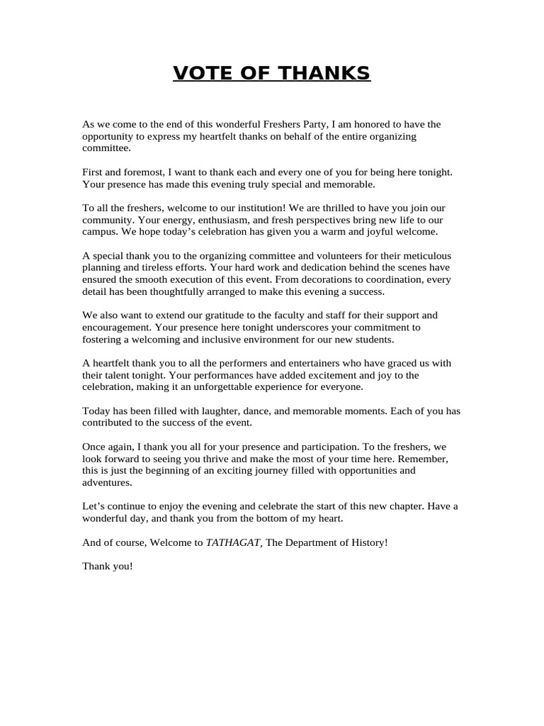 Vote of Thanks | PDF