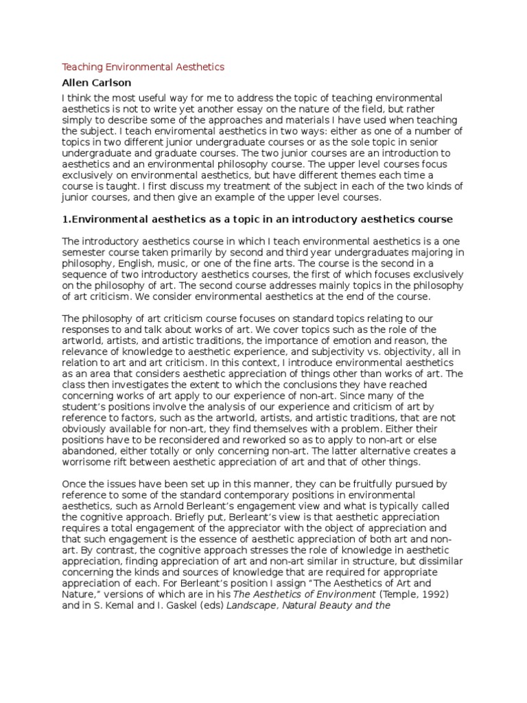 Teaching Environmental Aesthetics | Download Free PDF | Aesthetics ...