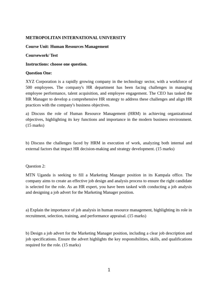 Test 1 HRM | PDF