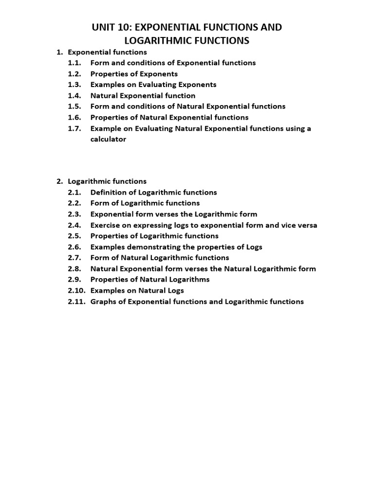 Exponential and Logarithmic Functions Guide | PDF | Exponential ...
