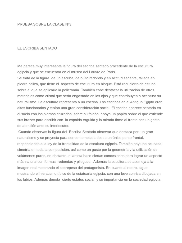 Escriba Sentado: Escultura Egipcia | PDF