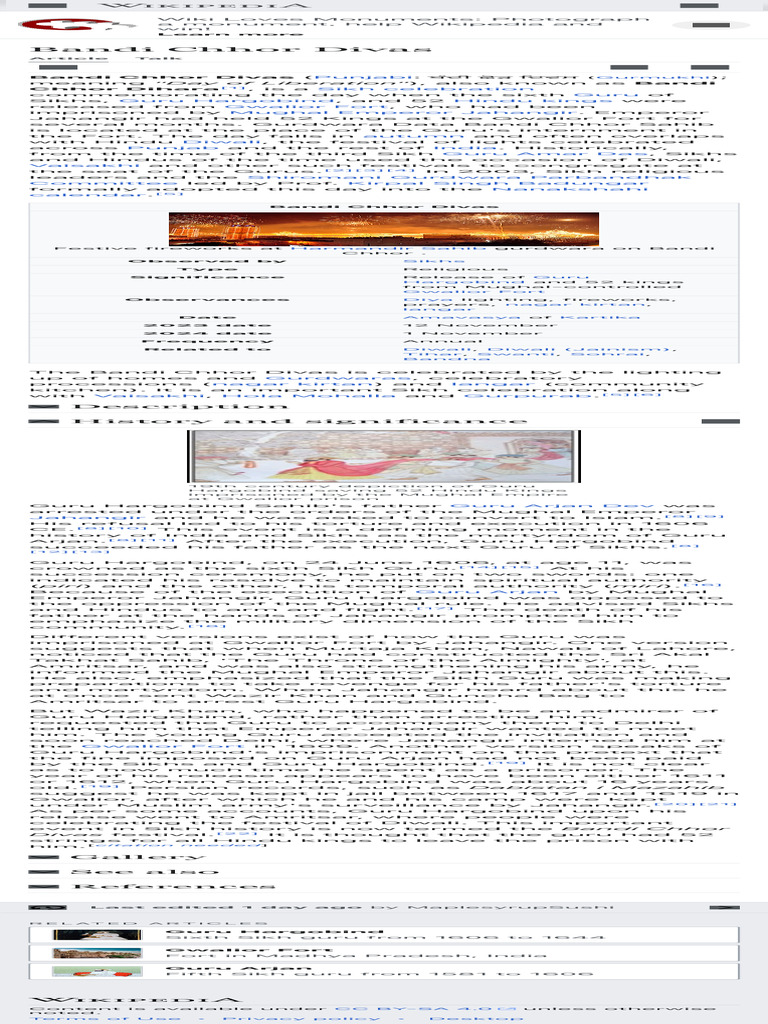 Bandi Chhor Divas - Wikipedia | PDF | Punjab | Indian Religions