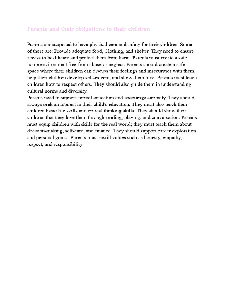 Essential Parental Responsibilities Explained | PDF