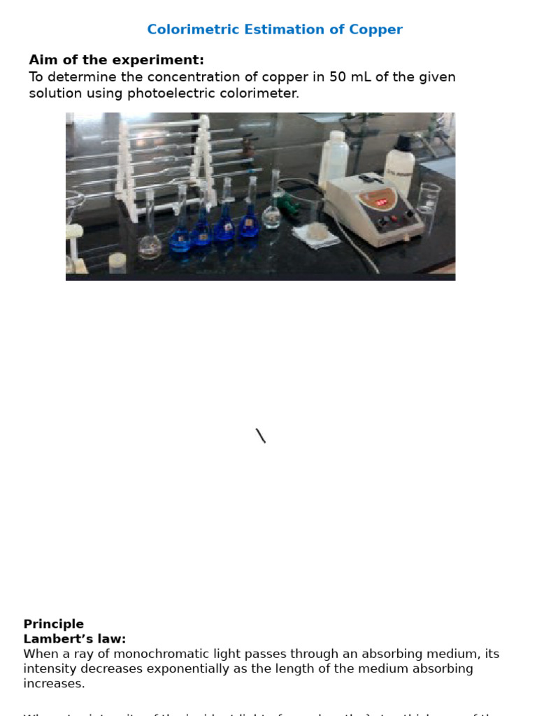 Colorimetric Estimation Of Cu 3 Pdf Absorbance Mole Unit