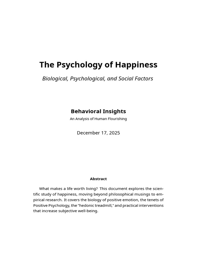 Psychology of Happiness | PDF | Well Being | Happiness