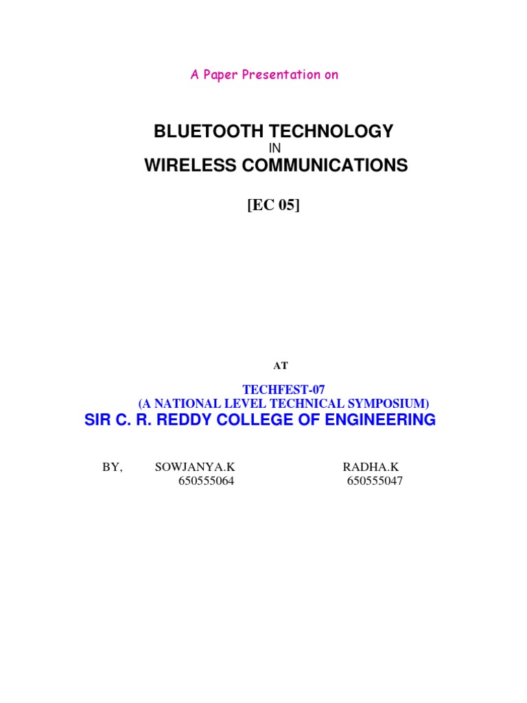 Bluetooth Technology in Wireless Communications | PDF | Bluetooth ...