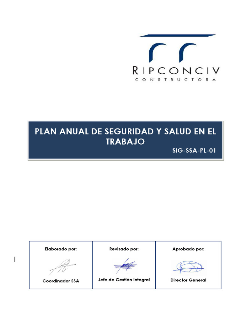 Plan Anual de Seguridad y Salud Ripconciv_09.07.20 | PDF | Seguridad y ...