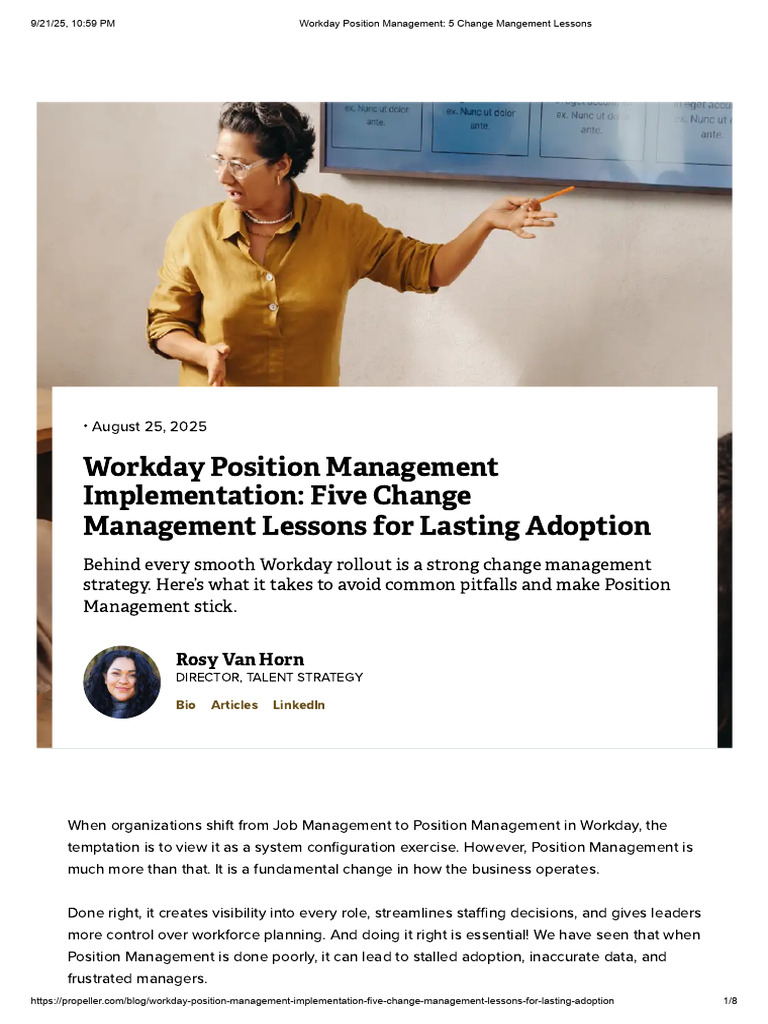 Workday Position Management - 5 Change Mangement Lessons | PDF | Change ...