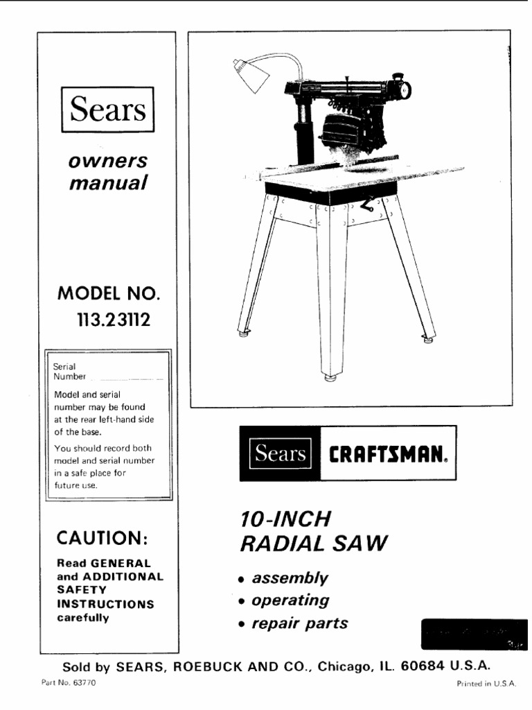 Craftsman 10-Inch Radial Saw Manual | PDF | Tools | Manufactured Goods