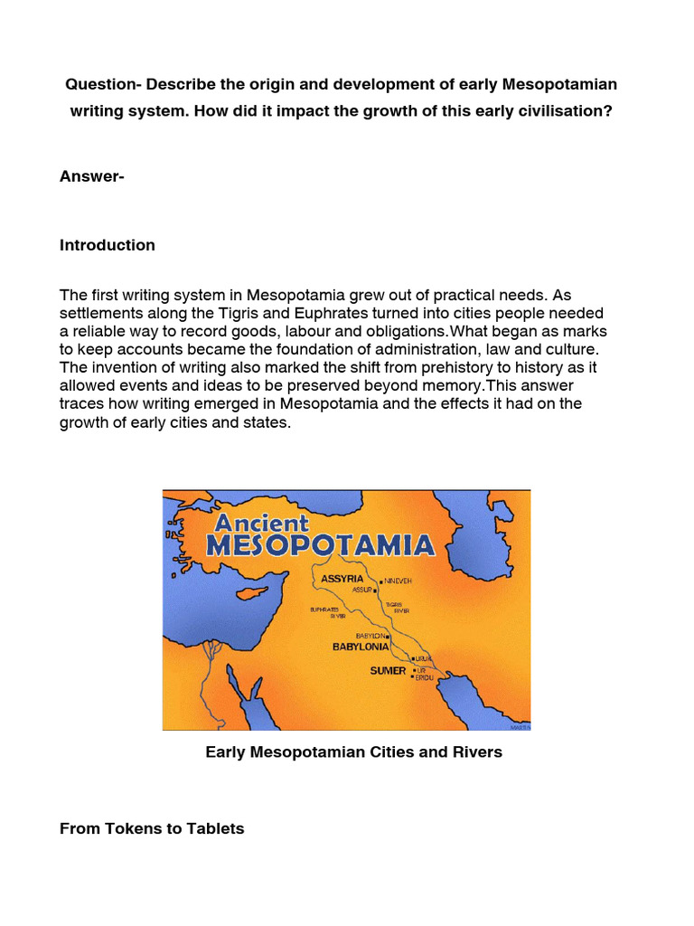 Origins of Mesopotamian Writing System | PDF | Mesopotamia | Writing