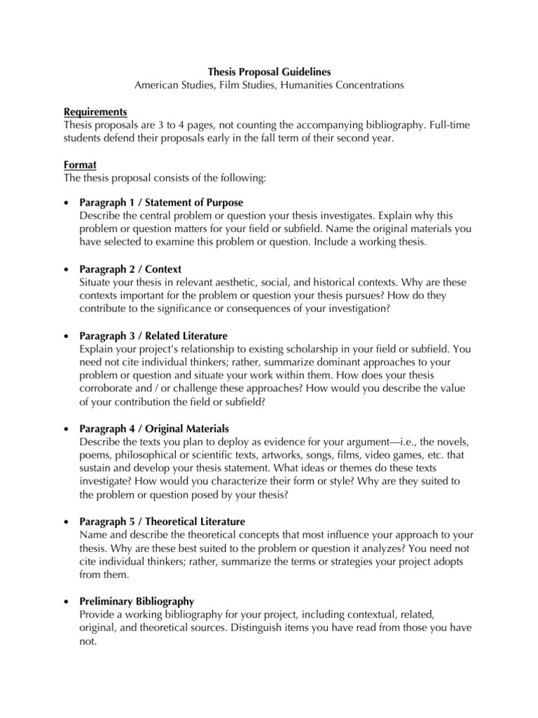 Thesis Proposal Guidelines for Humanities | PDF