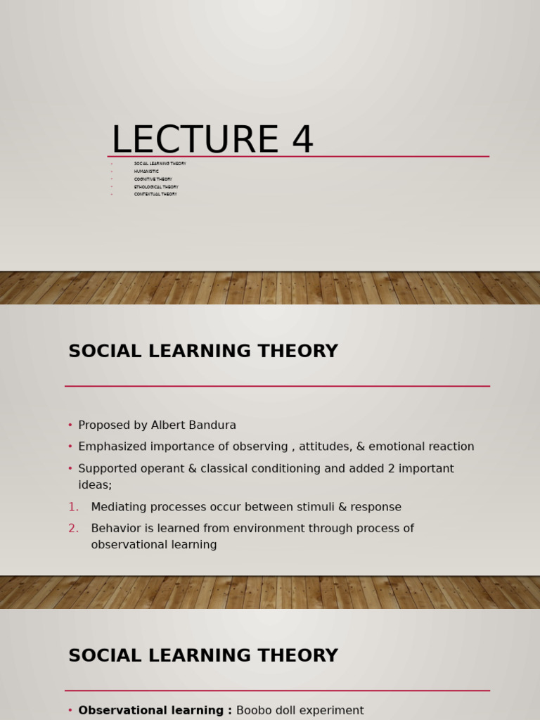 Lecture 4 Theories of Development 12-04-2022 | PDF | Learning | Behavior
