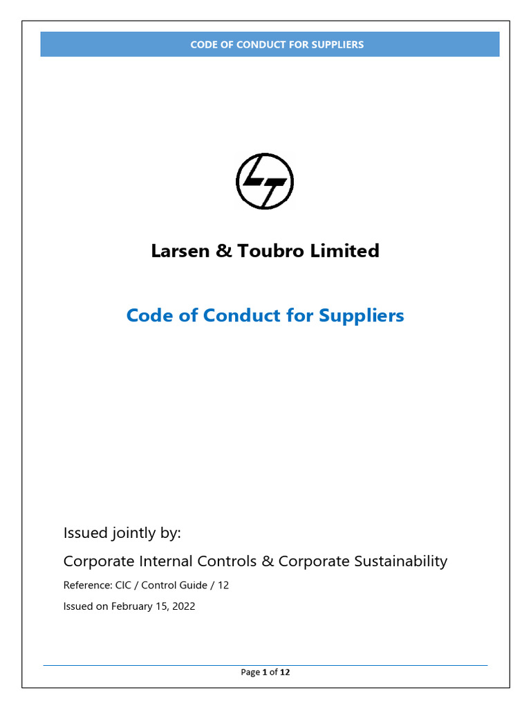 Code of Conduct For Suppliers | PDF | Labour Law | Employment