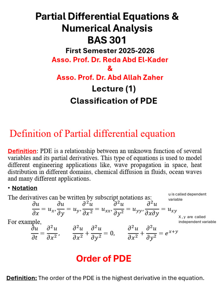Lecture 1 - Classification of Partial Differential Equation | PDF ...