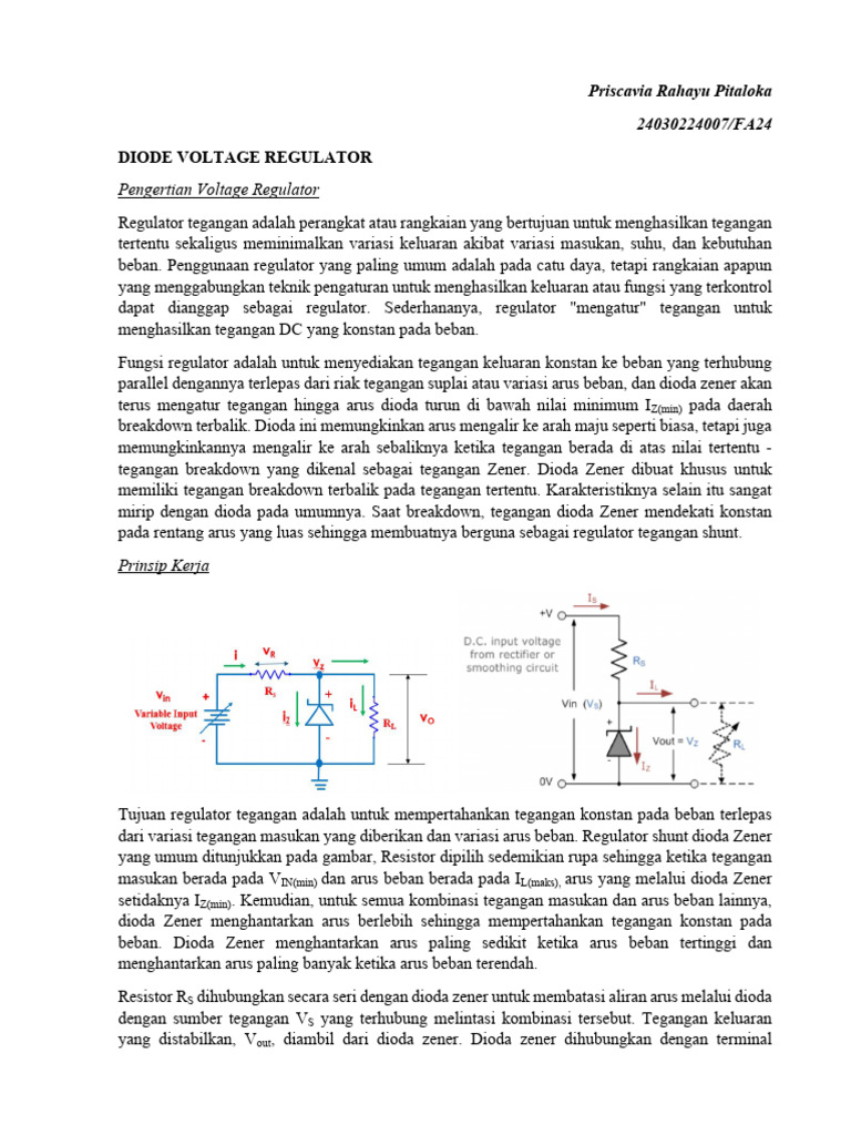 Diode Zener sebagai Regulator Tegangan | PDF