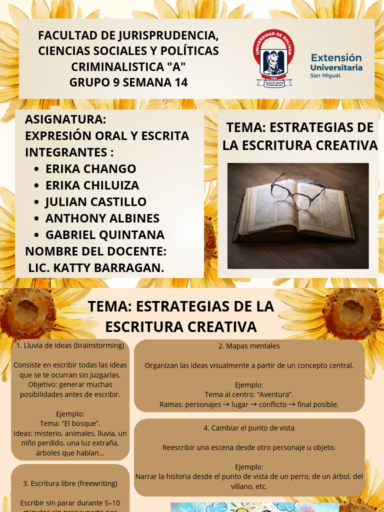 Semana 14 Tema Estrategias de La Escritura Creativa (1) | PDF
