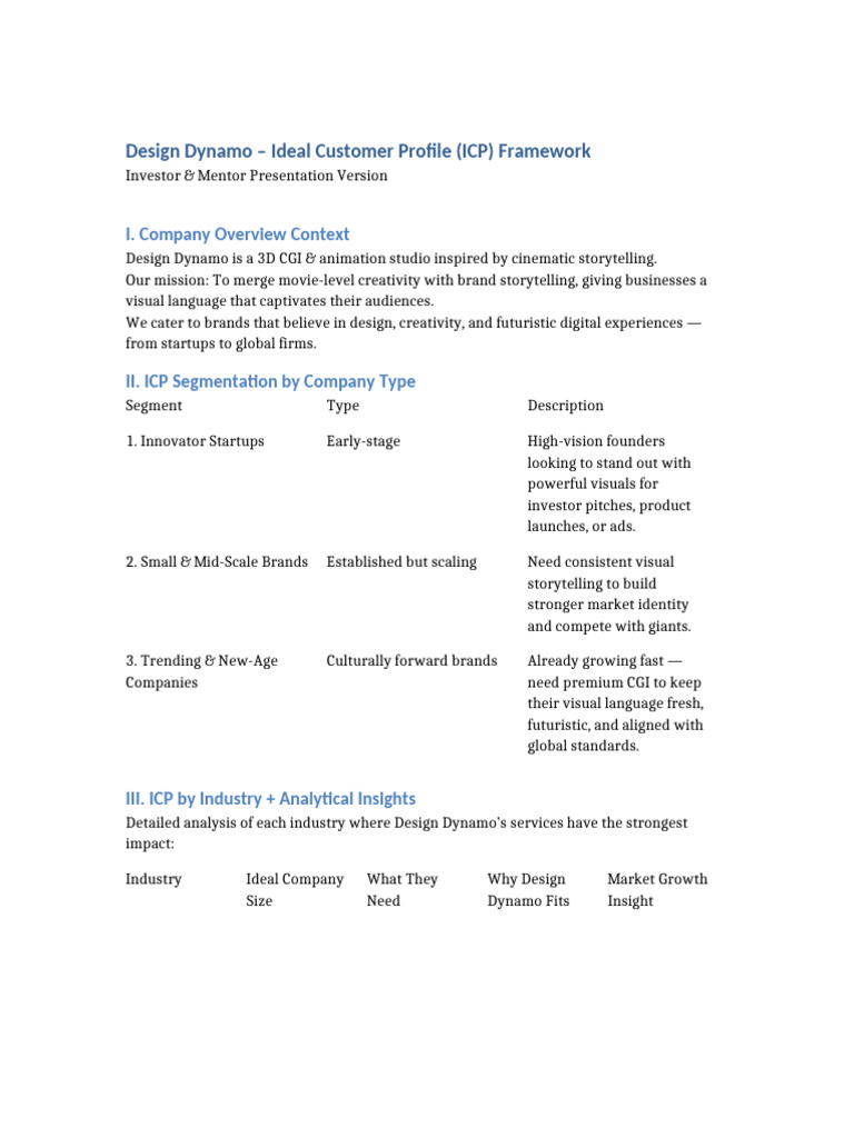 Design Dynamo ICP Framework | PDF | Brand | Startup Company