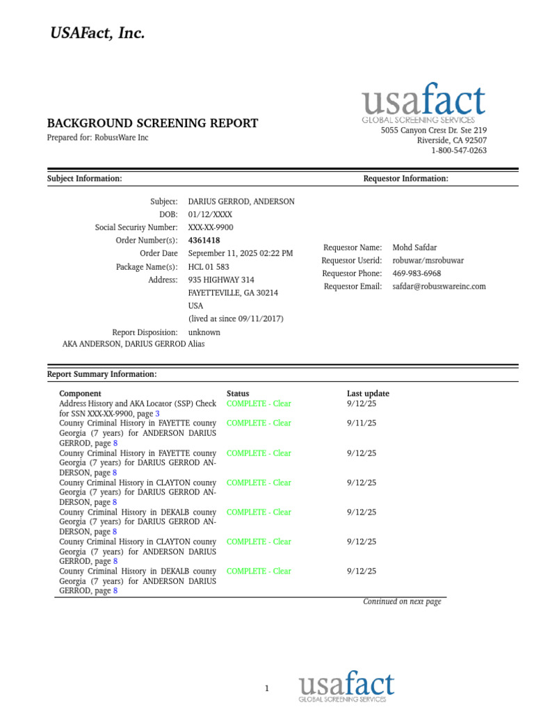 Darius Gerrod Pending BGV Report 09 22 | PDF | Credit Bureau | Credit ...