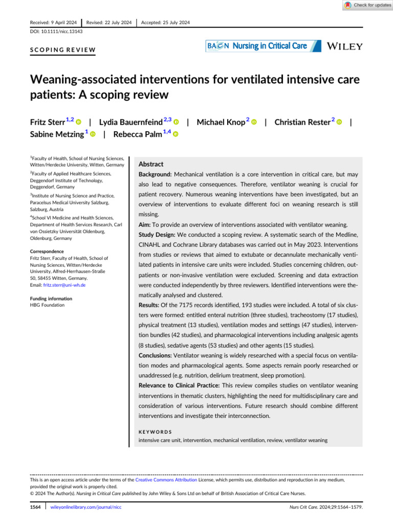 Weaning Interventions for ICU Ventilated Patients | PDF | Intensive ...