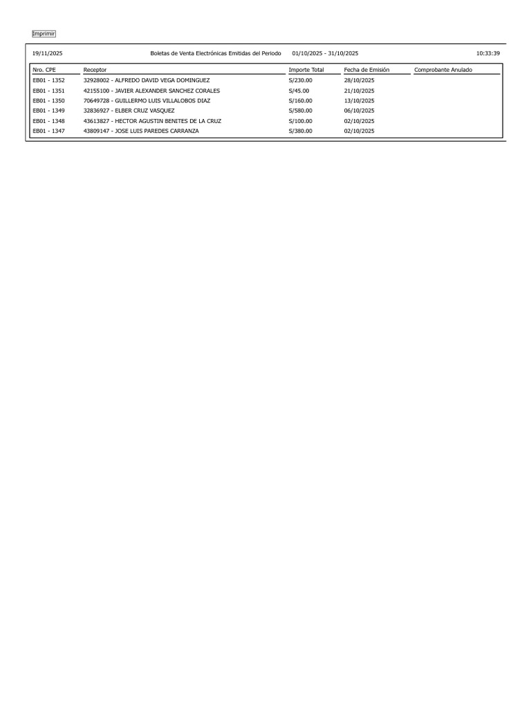 Boletas Octubre Asmat | PDF
