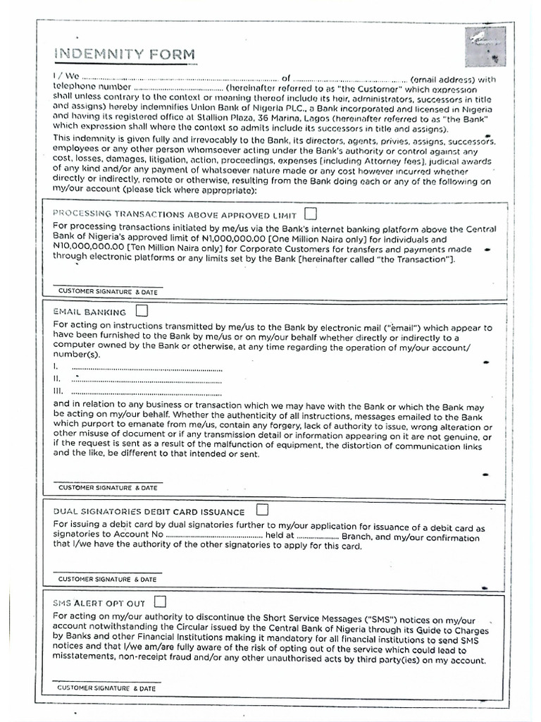 Indemnity Form | PDF