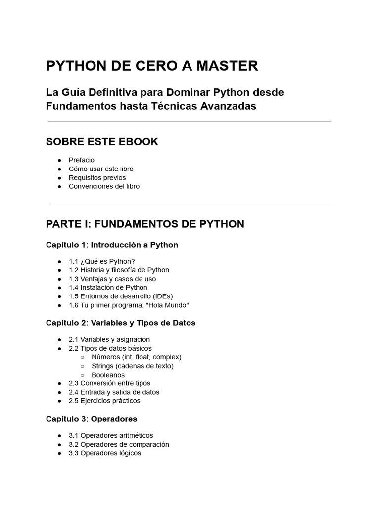Guía Completa de Python: Desde Cero a Master | PDF | Python (lenguaje ...