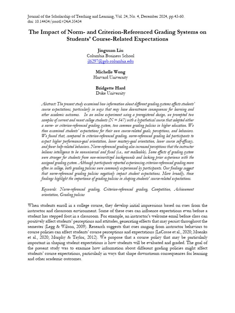 The Impact of Norm- And Criterion-Referenced Grading Systems on ...