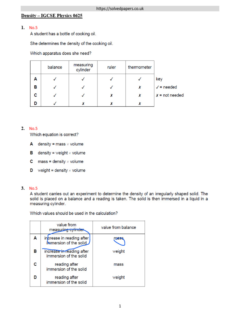 IG3PT2JN Density Igcse Physics 0625 | PDF
