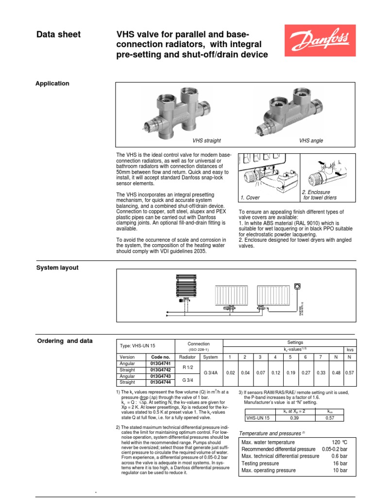 Data Sheet VHS Valve For Parallel and Base-Connection Radiators, With ...