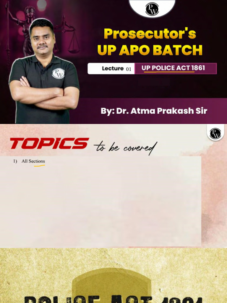 UP Police and Regulation Act 01 - Class Note | PDF