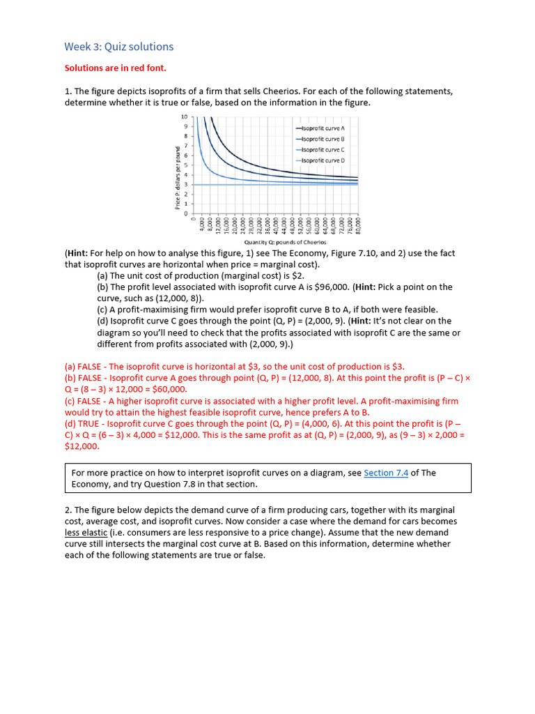 Week 3 quiz solutions | PDF | Demand | Elasticity (Economics)