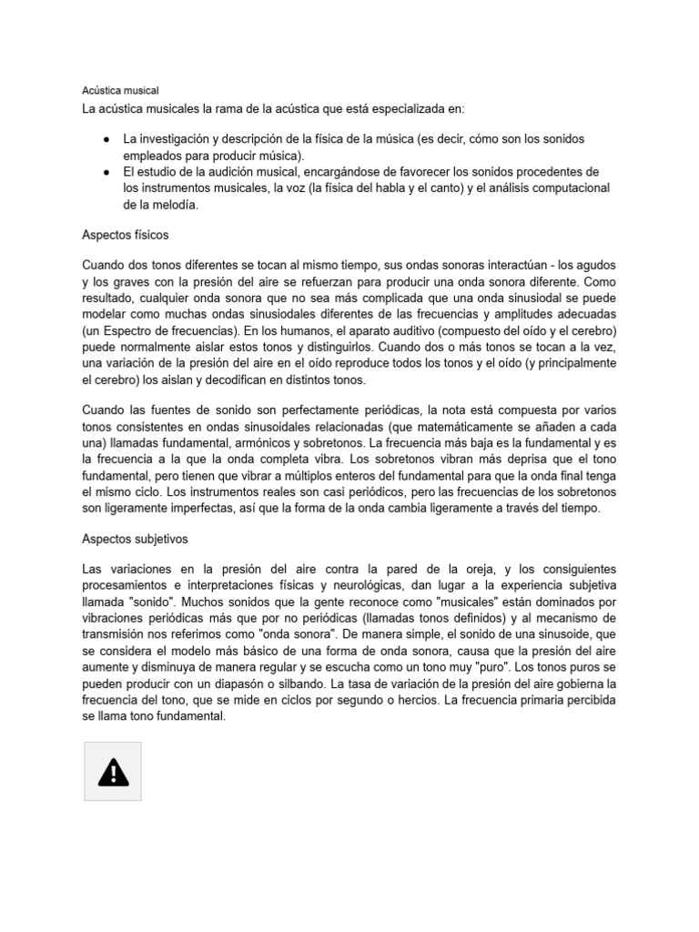Fundamentos de la Acústica Musical | PDF | Sonido | Composiciones Musicales