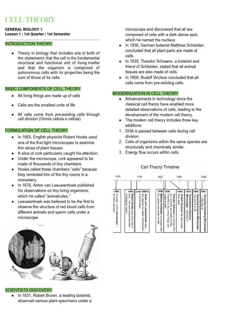 cell theory | PDF | Cell (Biology) | Cell Biology