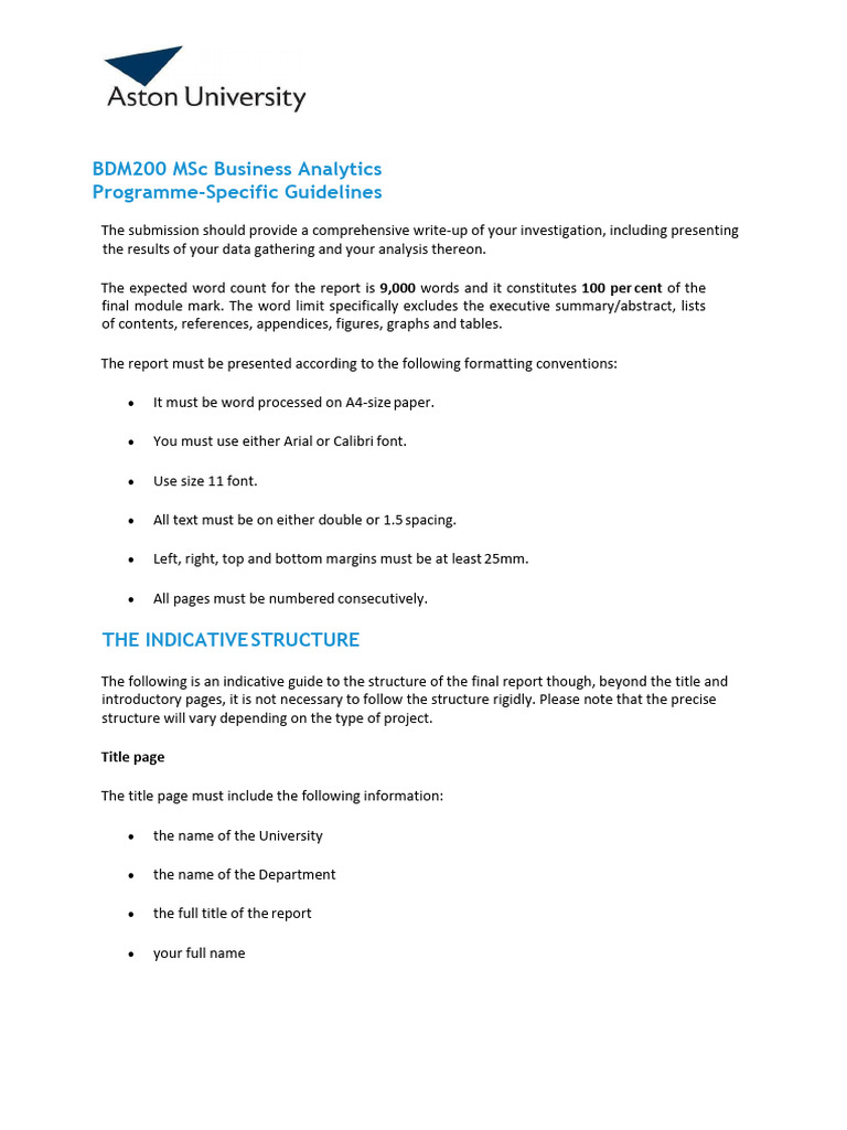 MSc BUSAN Research Project Guidelines | PDF
