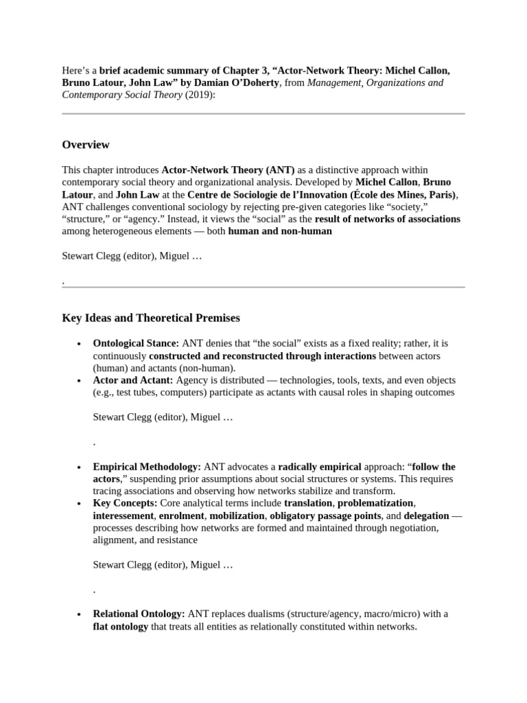 Actor-Network Theory in Management Studies | PDF | Epistemology ...