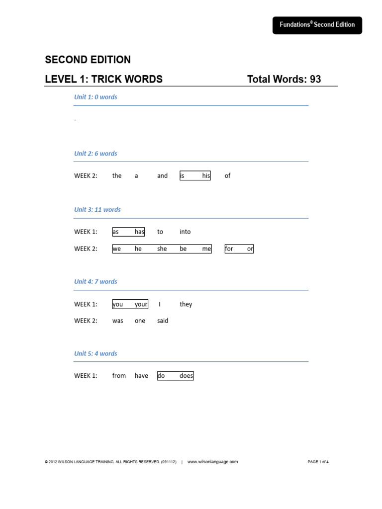 First Grade Trick Words | PDF