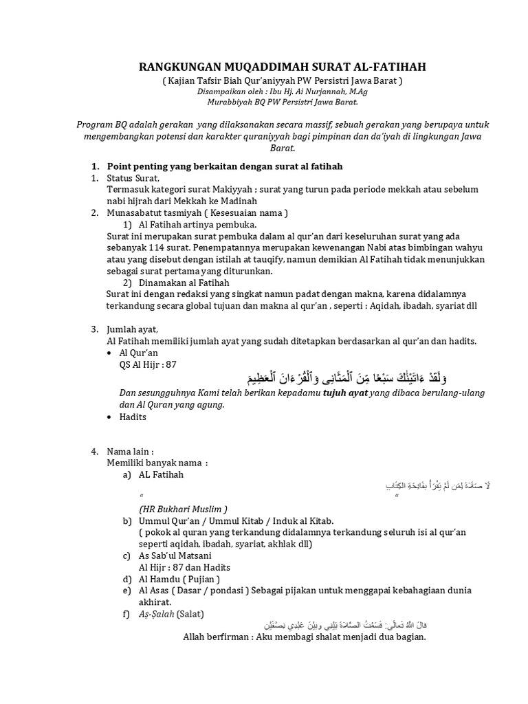 Muqaddimah Surat Al Fatihah (3) | PDF