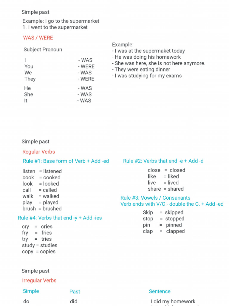 Simple Past Tense | PDF