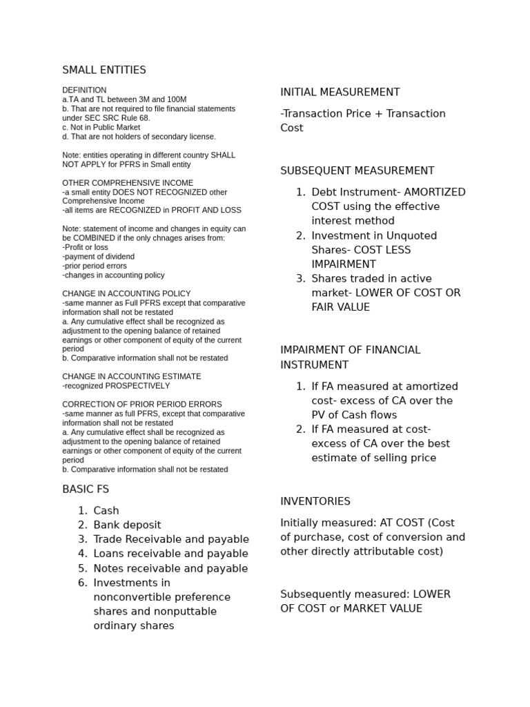 Pfrs for Small Entity | PDF | Fair Value | Equity (Finance)