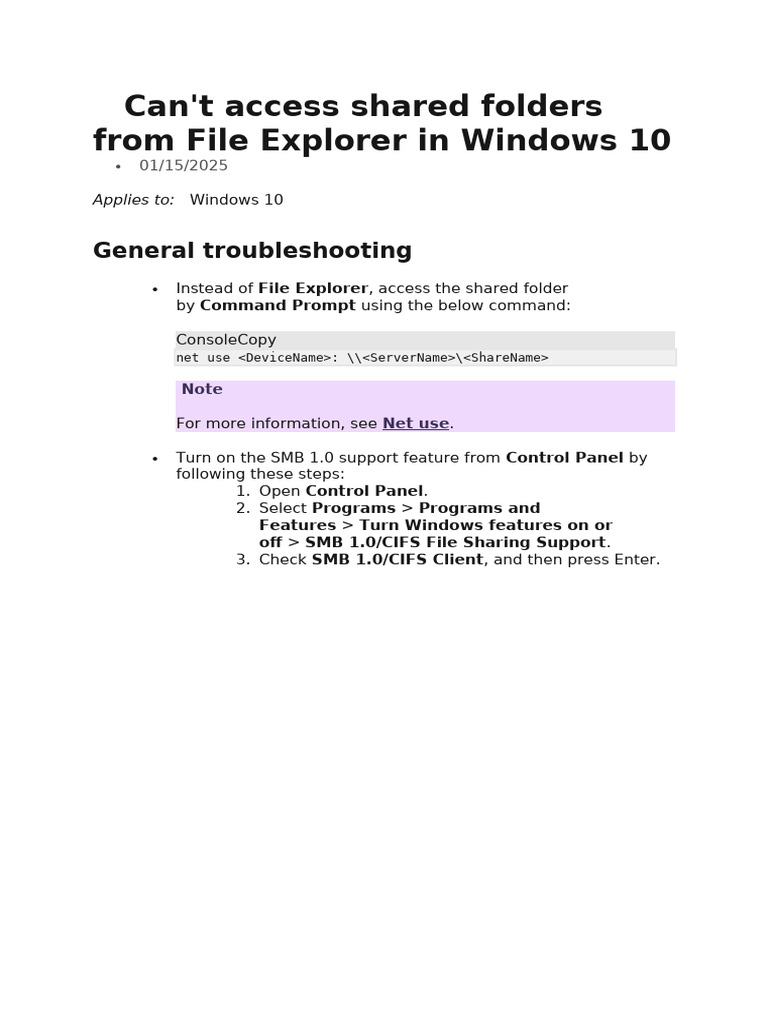 Fix Windows 10 Shared Folder Access Issues | PDF | Ip Address ...